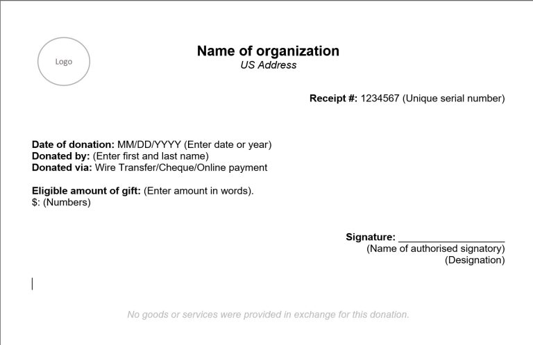 Free Donation Receipt Template | Societ Nonprofit Solutions